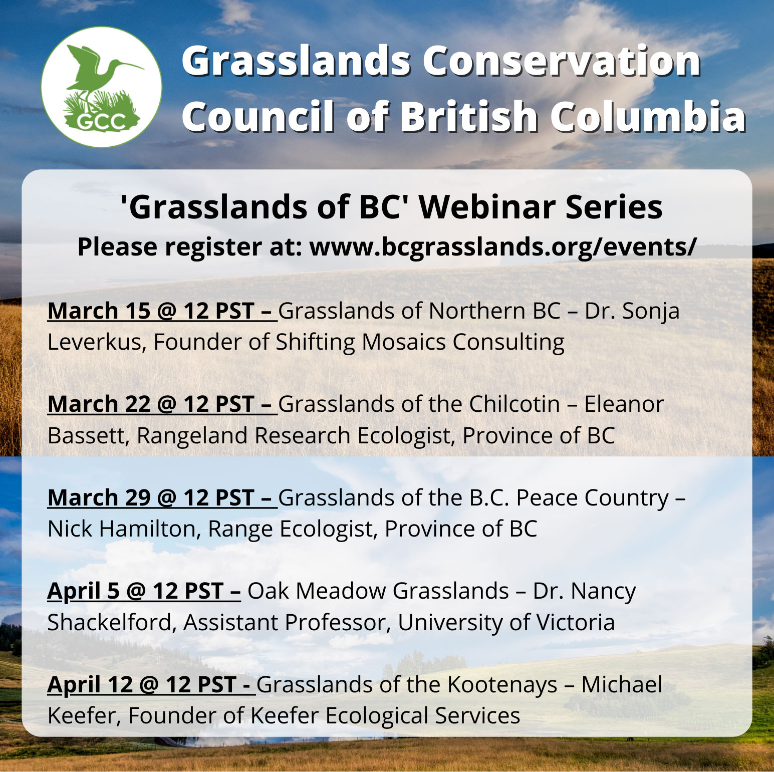 ‘Grasslands of BC’ Spring 2022 Webinar Series - Grasslands Conservation ...